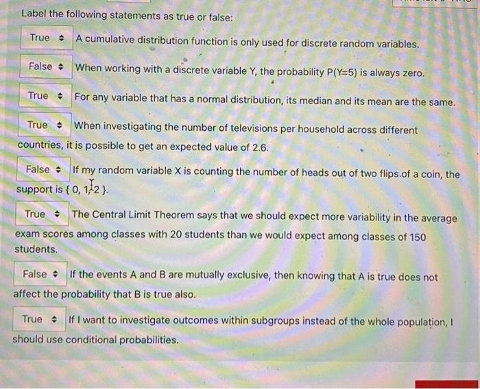 Solved Label the following statements as true or false: A | Chegg.com