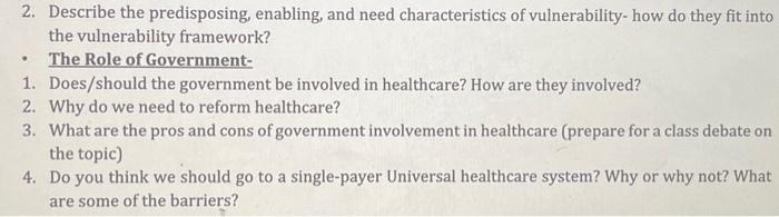 Solved 2. Describe the predisposing, enabling, and need | Chegg.com