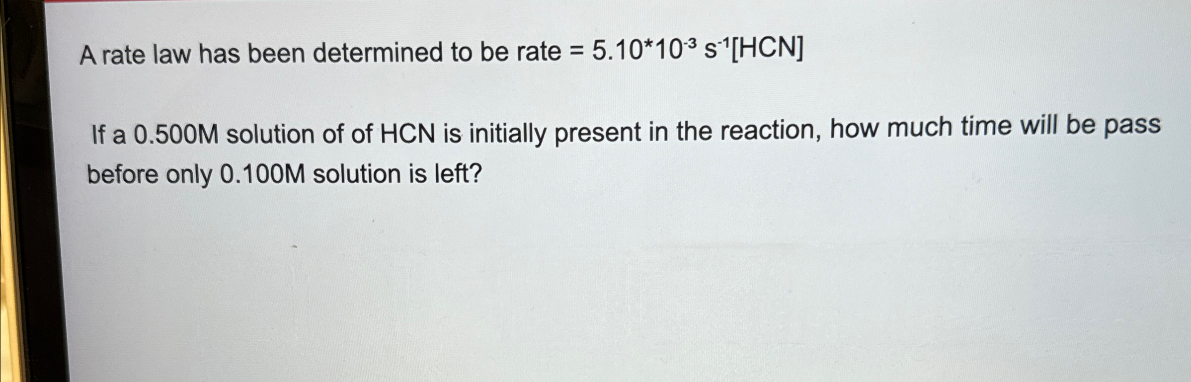 Solved A rate law has been determined to be rate | Chegg.com
