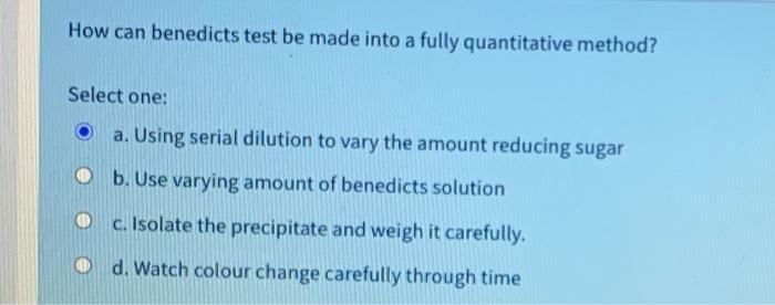 Solved How can benedicts test be made into a fully | Chegg.com