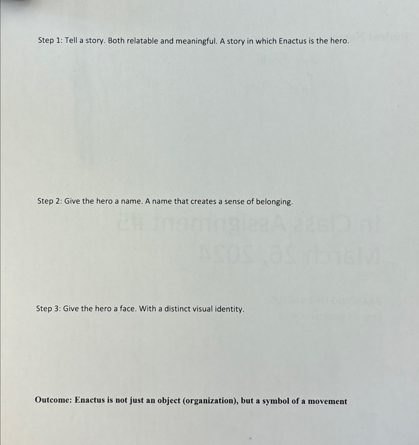 Solved Step 1: Tell a story. Both relatable and meaningful. | Chegg.com