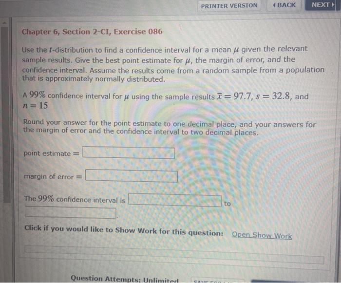 Solved PRINTER VERSION 4 BACK NEXT Chapter 6, Section 2-CI, | Chegg.com
