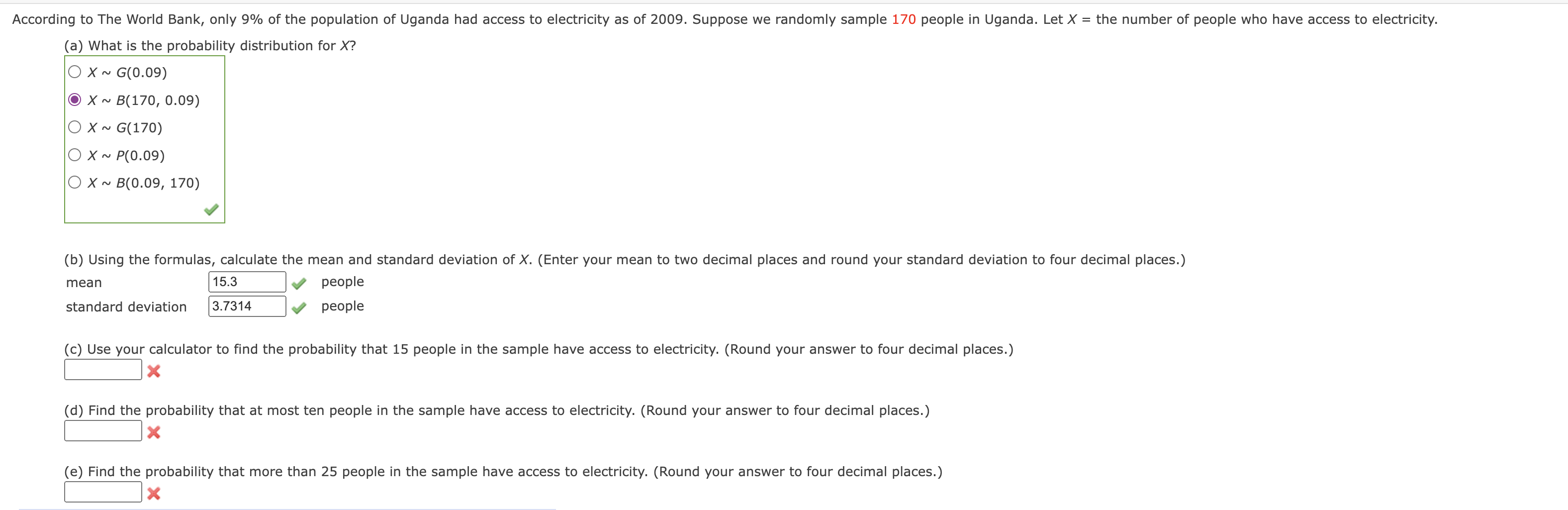 Solved (c) ﻿Use your calculator to find the probability that | Chegg.com