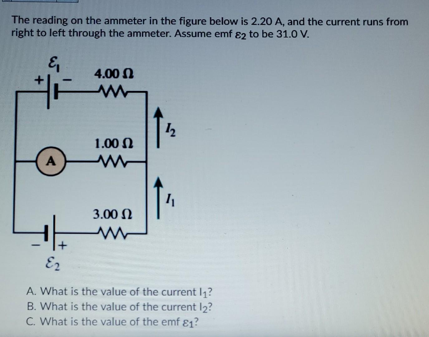 Solved The reading on the ammeter in the figure below is | Chegg.com