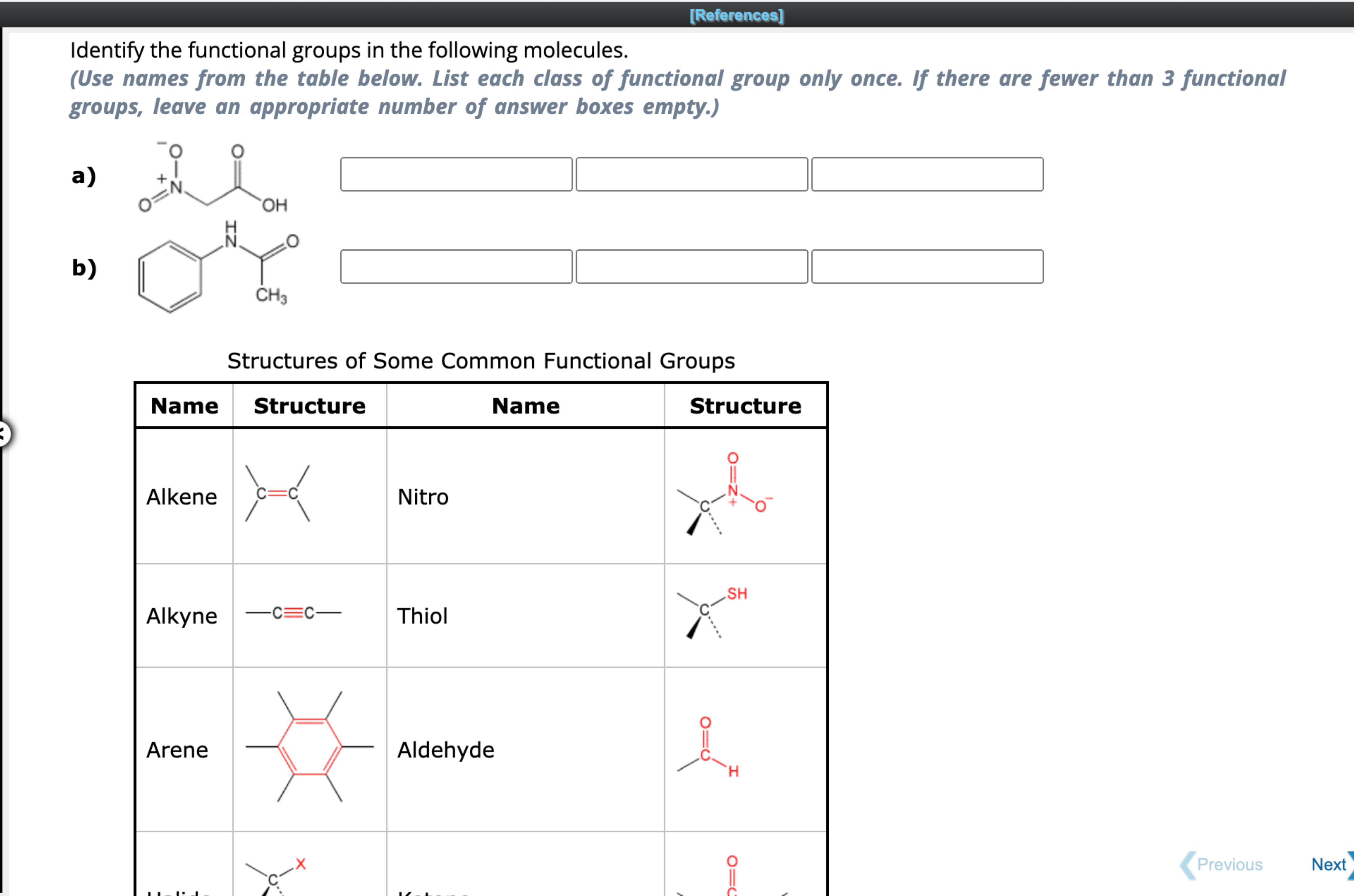 Solved Identify the functional groups in the following | Chegg.com