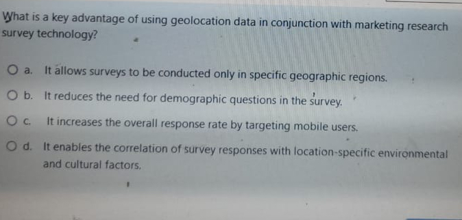 Solved What is a key advantage of using geolocation data in | Chegg.com