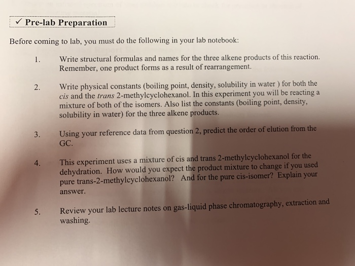 Pre-lab Preparation Before coming to lab, you must do | Chegg.com