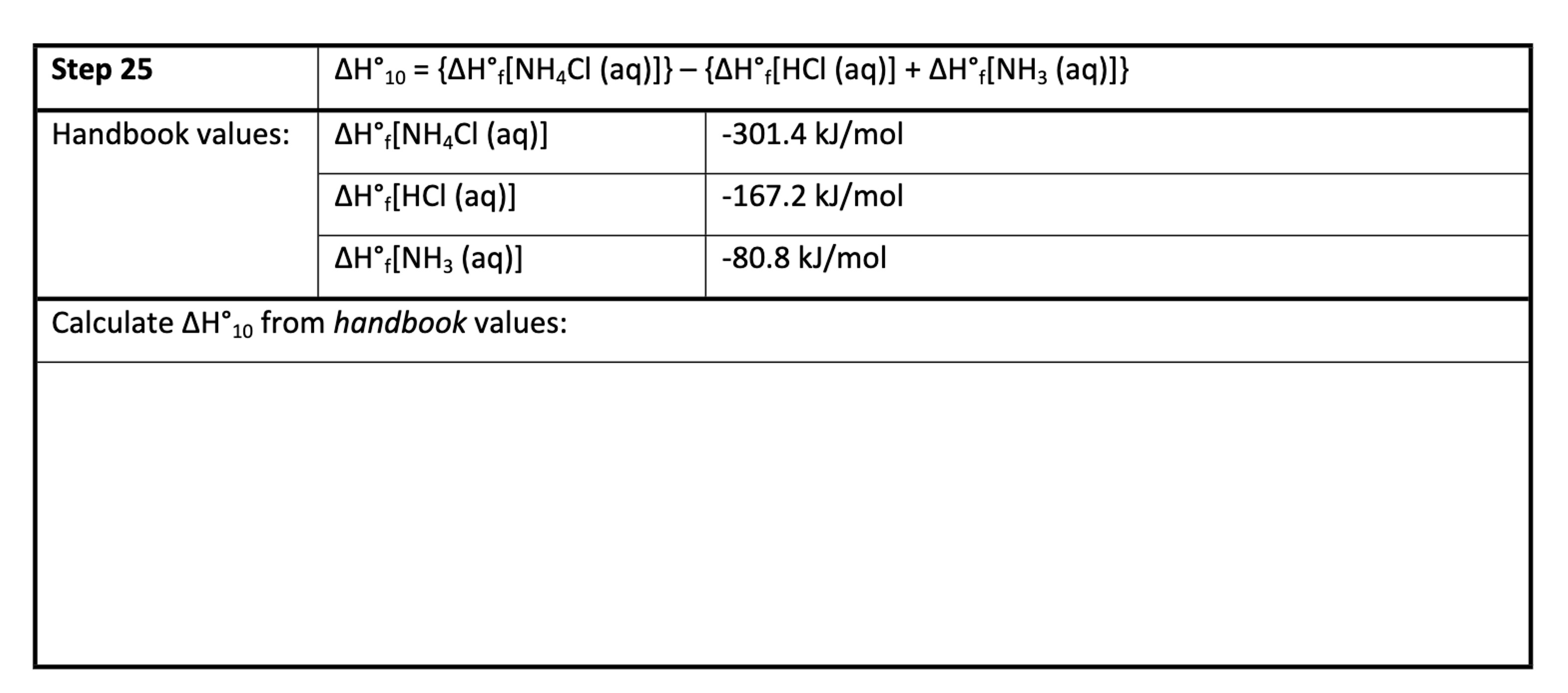 \Delta H\deg 10 = {\Delta H\deg f[NH4Cl | Chegg.com
