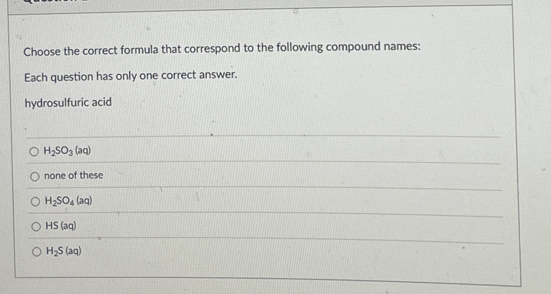 Solved Choose the correct formula that correspond to the | Chegg.com