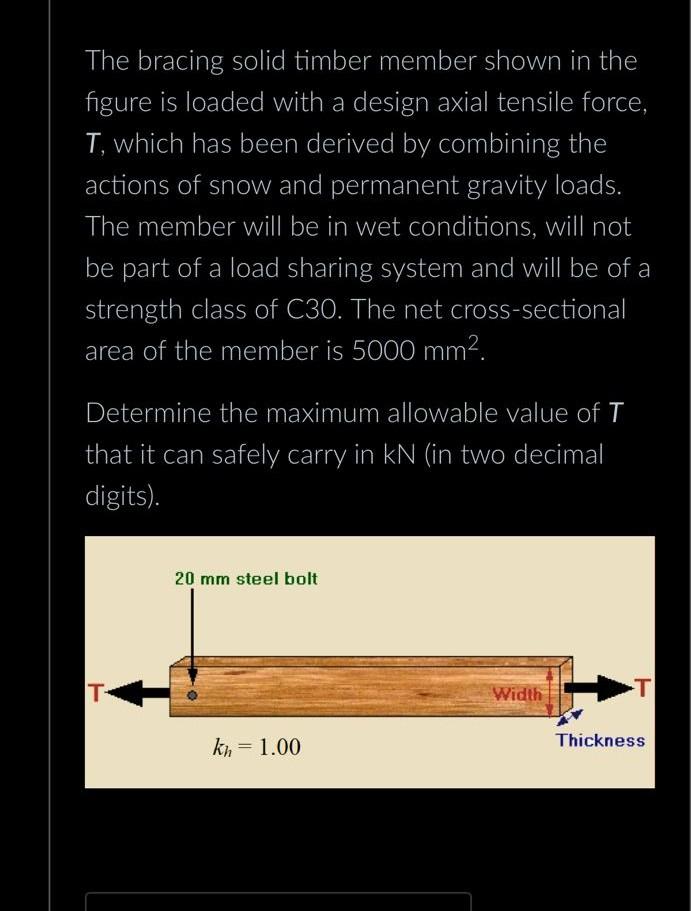 Solved The bracing solid timber member shown in the figure | Chegg.com