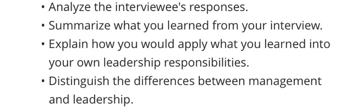 Solved • Analyze the interviewee's responses. • Summarize | Chegg.com