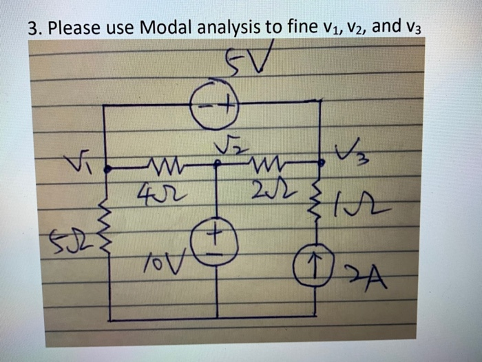Solved 3. Please use Modal analysis to fine V1, V2, and V3 | Chegg.com