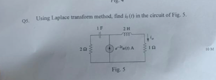 Solved Q5. ﻿Using Laplace transform method, find i0(t) ﻿in | Chegg.com