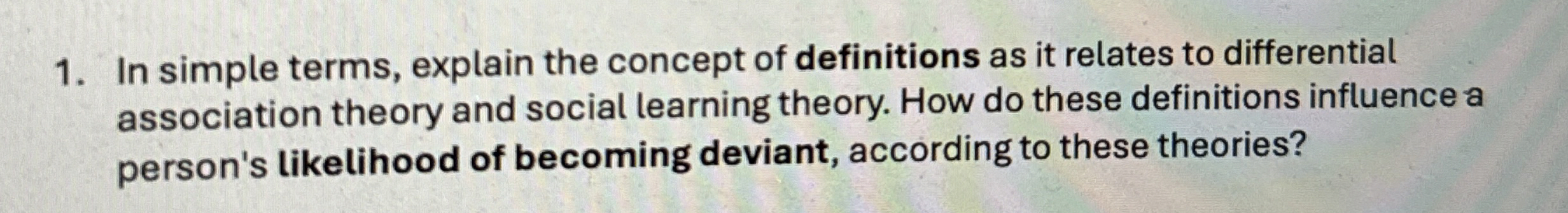 Solved In simple terms, explain the concept of definitions | Chegg.com