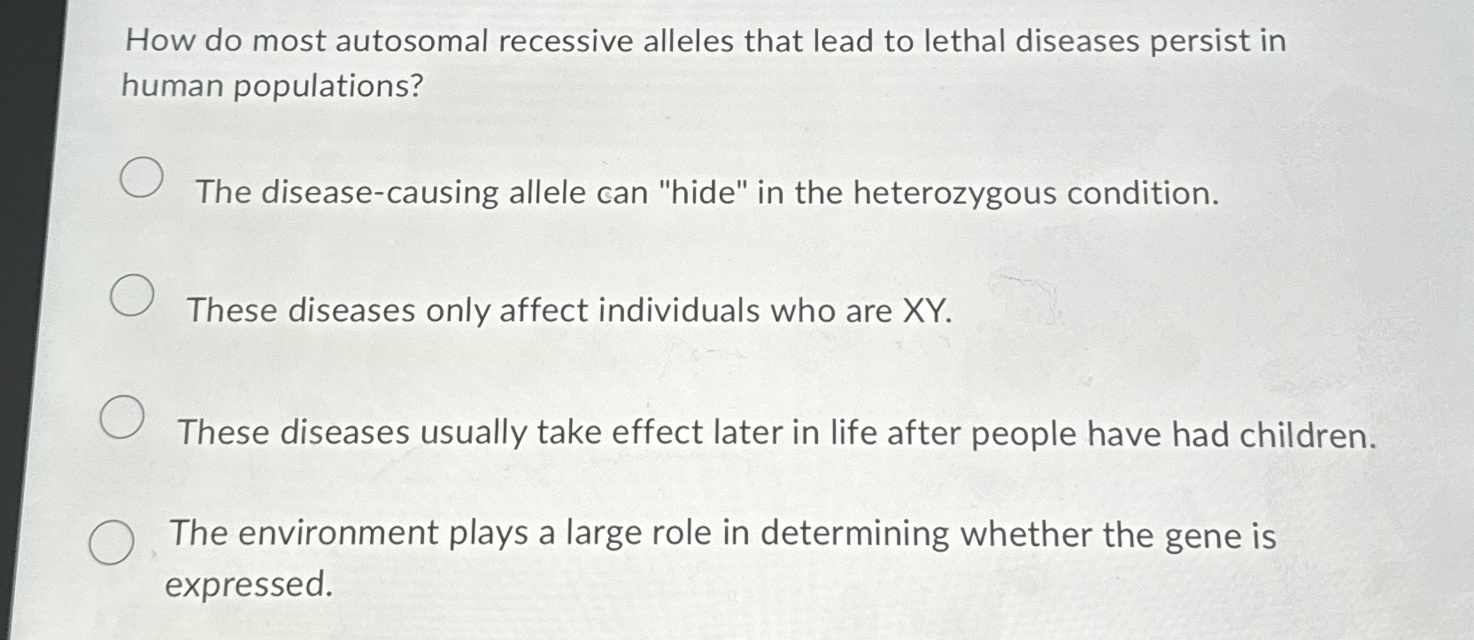 Solved How do most autosomal recessive alleles that lead to | Chegg.com