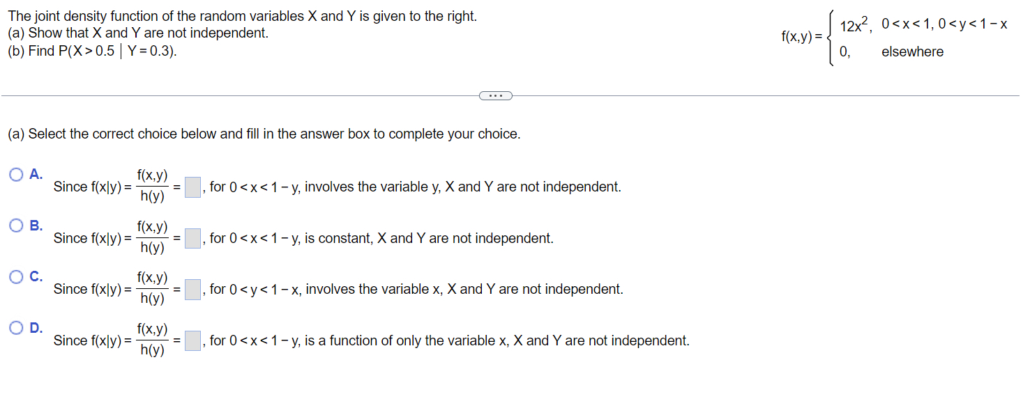Solved The joint density function of the random variables x | Chegg.com