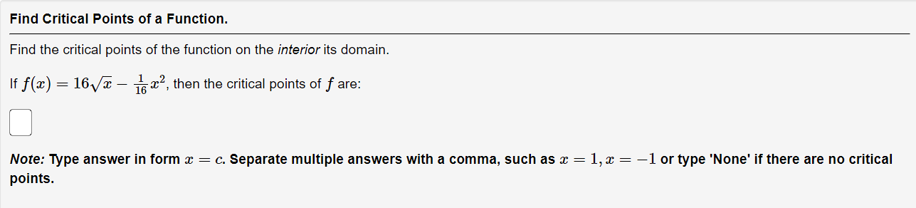 Solved Find Critical Points of a Function.Find the critical | Chegg.com