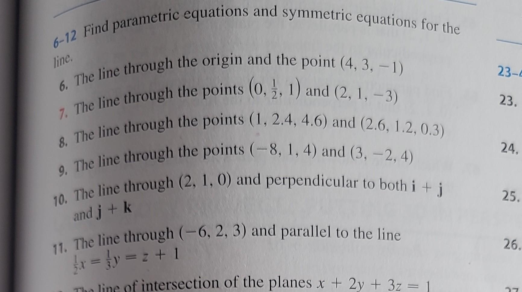 Solved 6 12 Find Parametric Equations And Symmetric