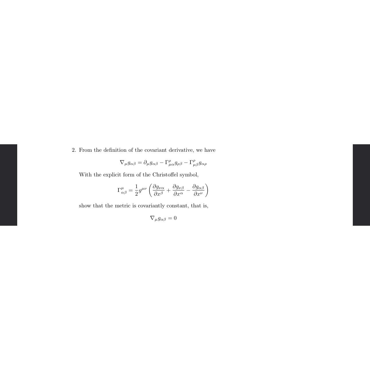 Solved From the definition of the covariant derivative, we | Chegg.com