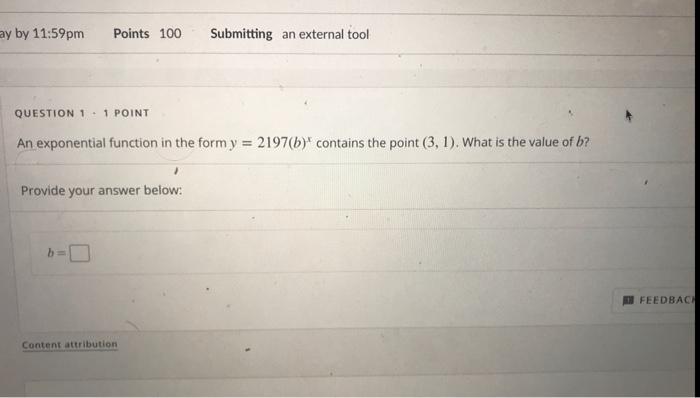 Solved ay by 11:59pm Points 100 Submitting an external tool | Chegg.com