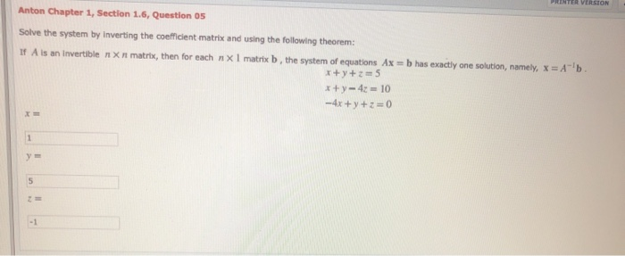 Solved PRINTER VERSION Anton Chapter 1, Section 1.6, | Chegg.com