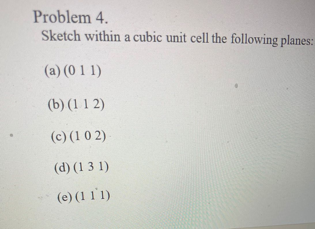 Solved Problem 4.Sketch within a cubic unit cell the | Chegg.com