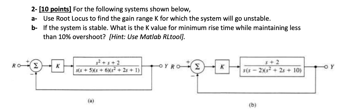 Solved 2- [10 ﻿points] ﻿For the following systems shown | Chegg.com