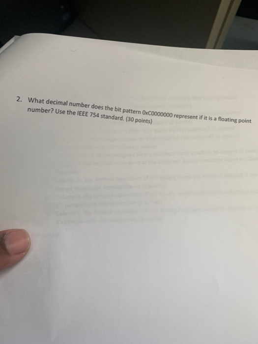 Solved 2. What decimal number does the bit pattern | Chegg.com