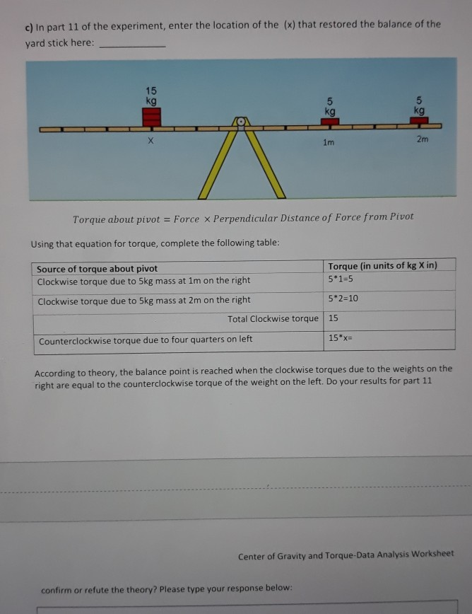 Solved c) in part 11 of the experiment, enter the location | Chegg.com