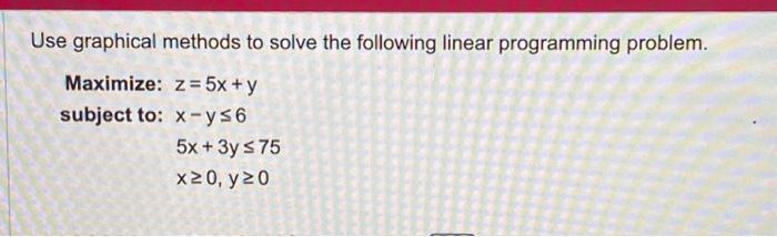 Solved Use graphical methods to solve the following linear | Chegg.com