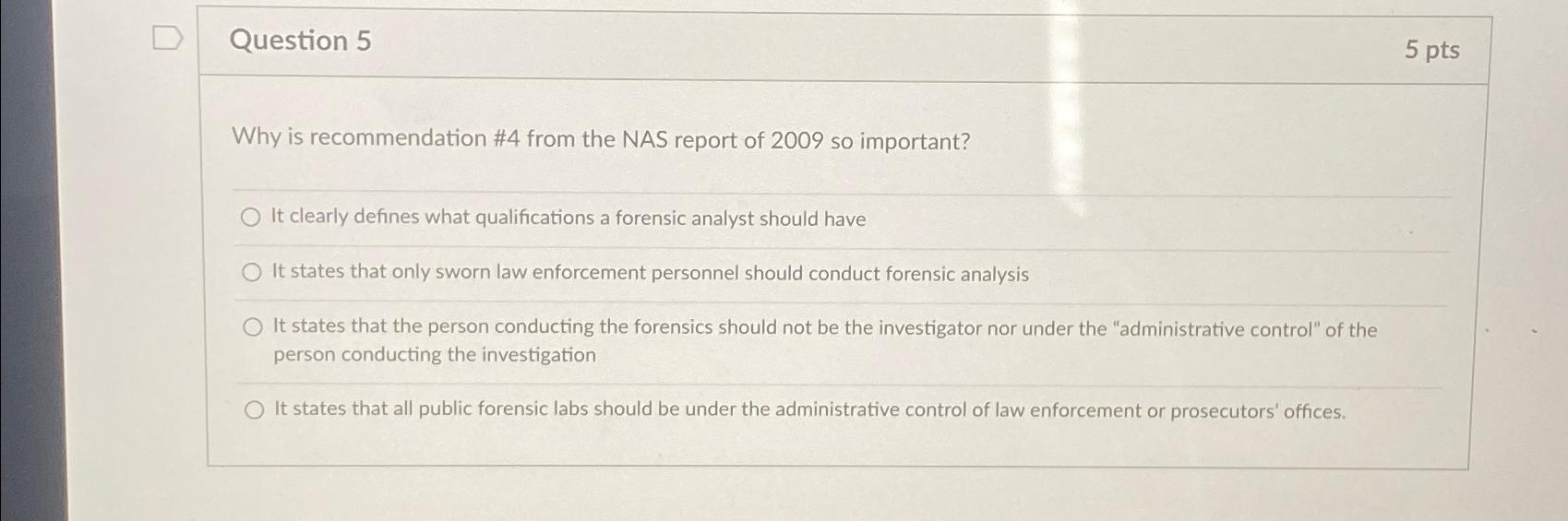 Solved Question 55 ﻿ptsWhy is recommendation #4 ﻿from the | Chegg.com