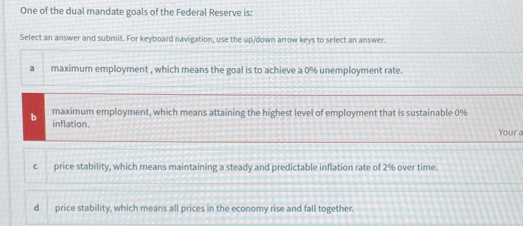 Solved One of the dual mandate goals of the Federal Reserve | Chegg.com