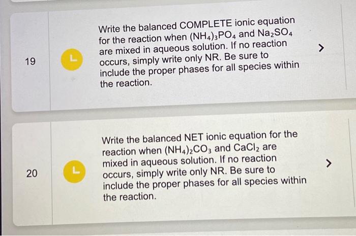 Solved Write the balanced COMPLETE ionic equation for the | Chegg.com