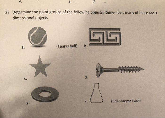 Solved y. 2. L o 2) Determine the point groups of the | Chegg.com