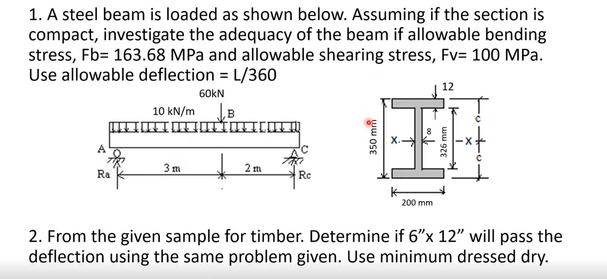 Solved 1. ﻿A steel beam is loaded as shown below. Assuming | Chegg.com
