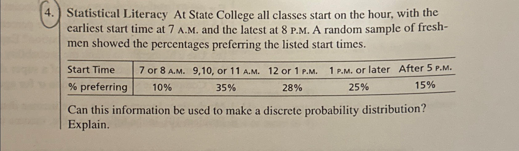 Solved Statistical Literacy At State College all classes | Chegg.com