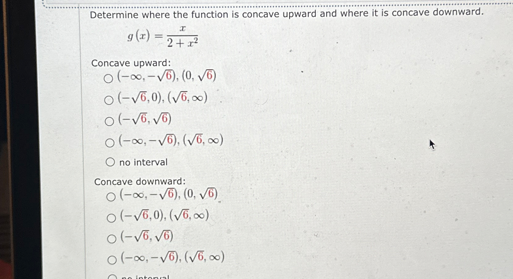 Solved Determine where the function is concave upward and | Chegg.com