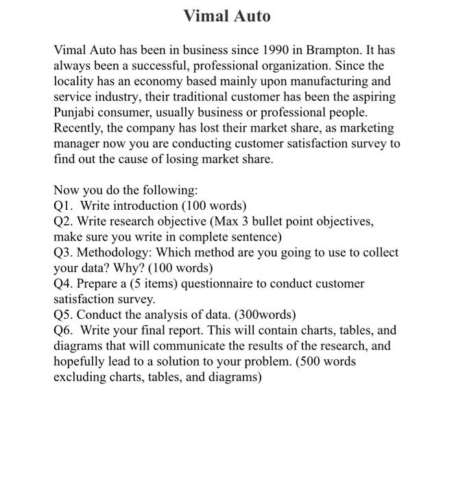 Vimal Auto has been in business since 1990 in | Chegg.com