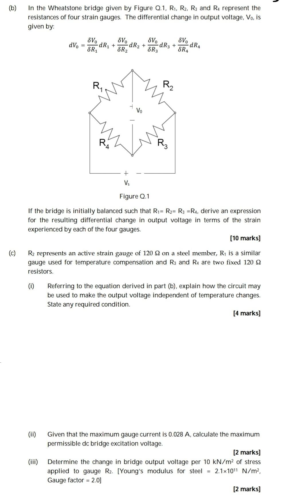 Solved (b) In the Wheatstone bridge given by Figure | Chegg.com