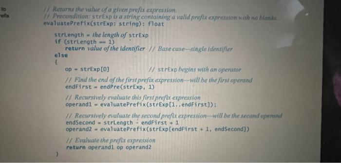 Solved I/ Returns the value of a given prefix expression. 7) | Chegg.com