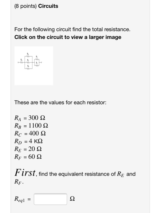 Solved (8 points) Circuits For the following circuit find | Chegg.com