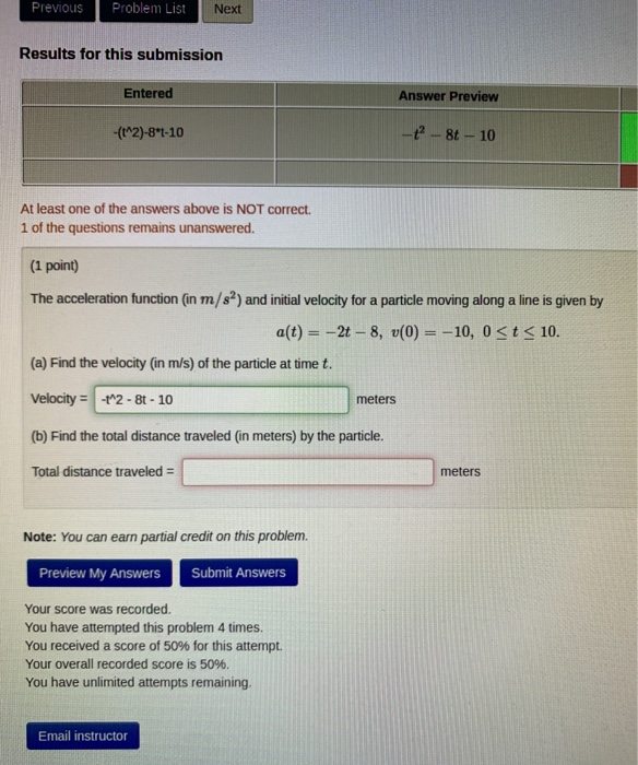 Solved Previous Problem List Next Results for this | Chegg.com