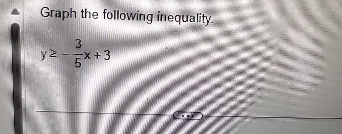 Solved Graph the following inequality.y=-35x+3 | Chegg.com