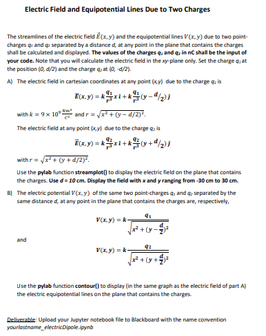 Solved Electric Field and Equipotential Lines Due to ﻿Two | Chegg.com