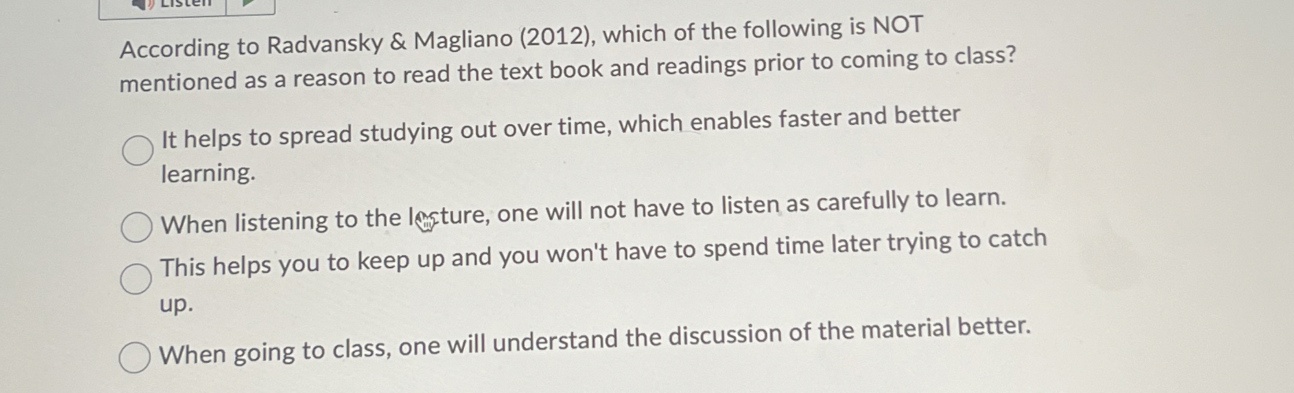 Solved According to Radvansky & Magliano (2012), ﻿which of | Chegg.com