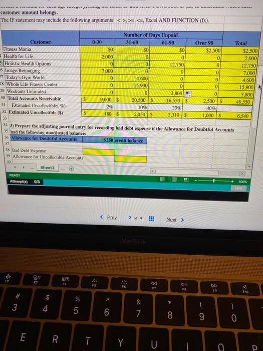 Solved what are the excel cell formulas for allowance for | Chegg.com