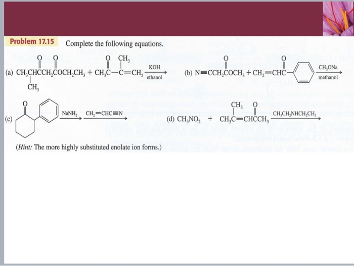 Solved Problem 17.15 Complete the following equations. 0 | Chegg.com