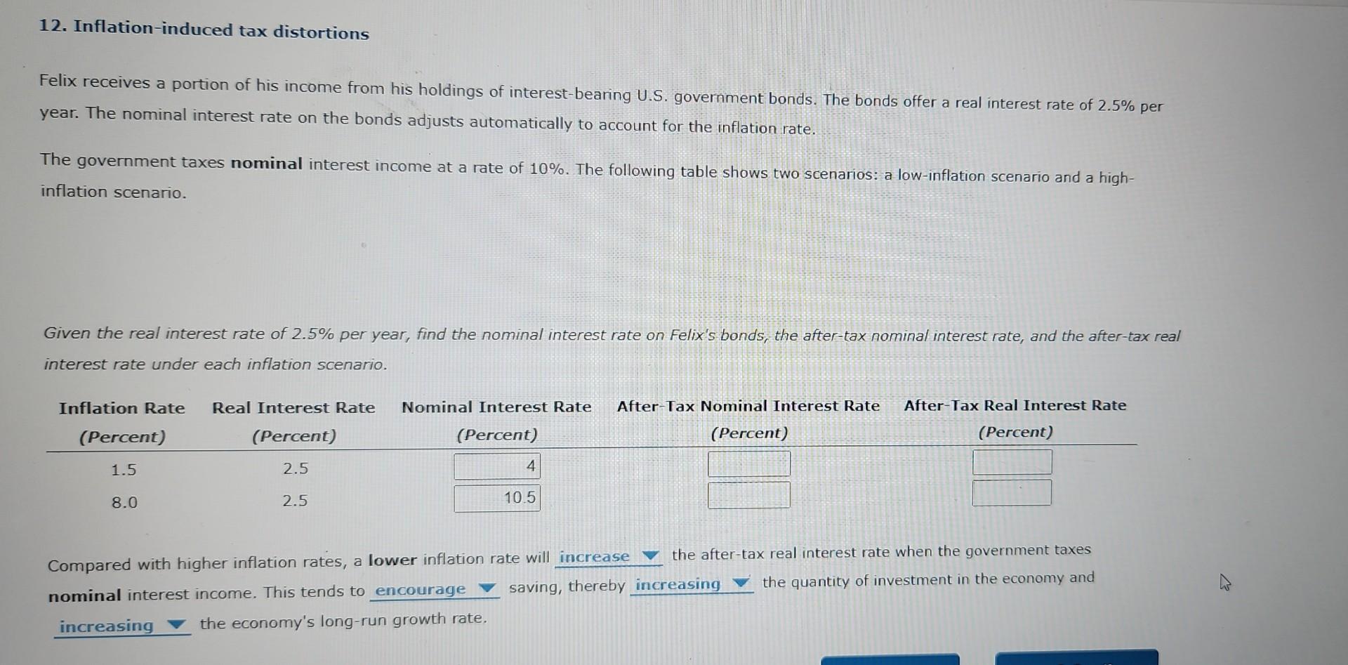 Solved 12. Inflation-induced tax distortions Felix receives | Chegg.com