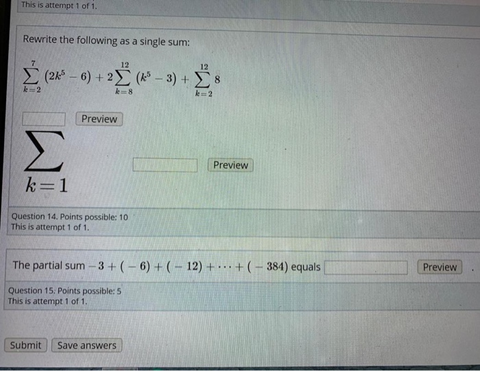 Solved This is attempt 1 of 1. Rewrite the following as a | Chegg.com