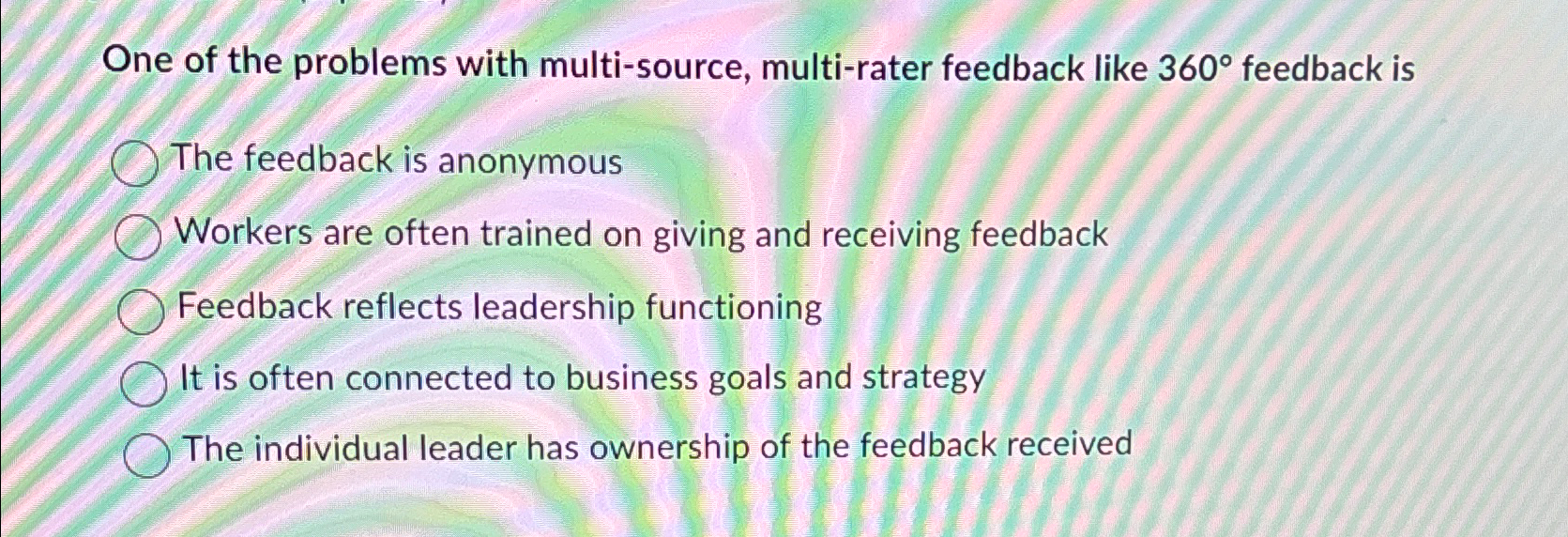 Solved One of the problems with multi-source, multi-rater | Chegg.com